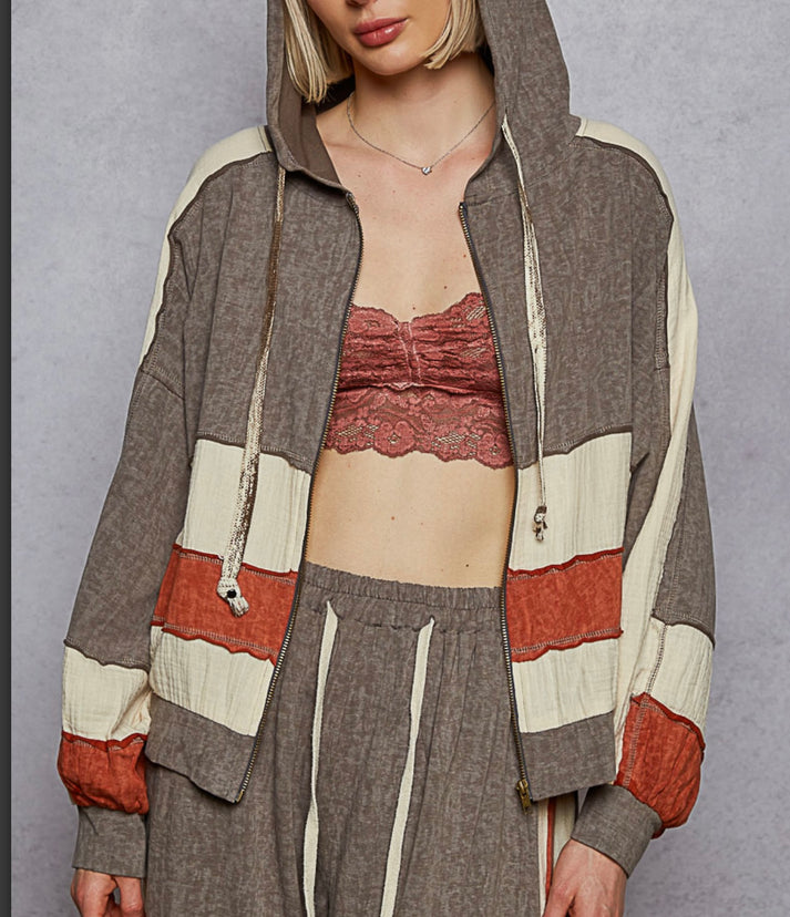 Charcoal Cream with Red Stripe Jacket – LilTexascharm1